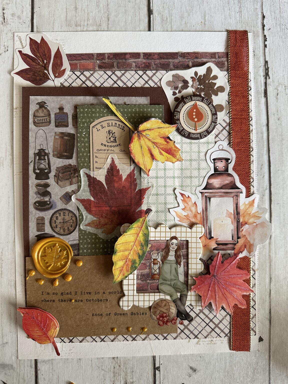 Autumn Harvest Fall Scrapbook Paper Themed Layout - The Slowestuff Blog
