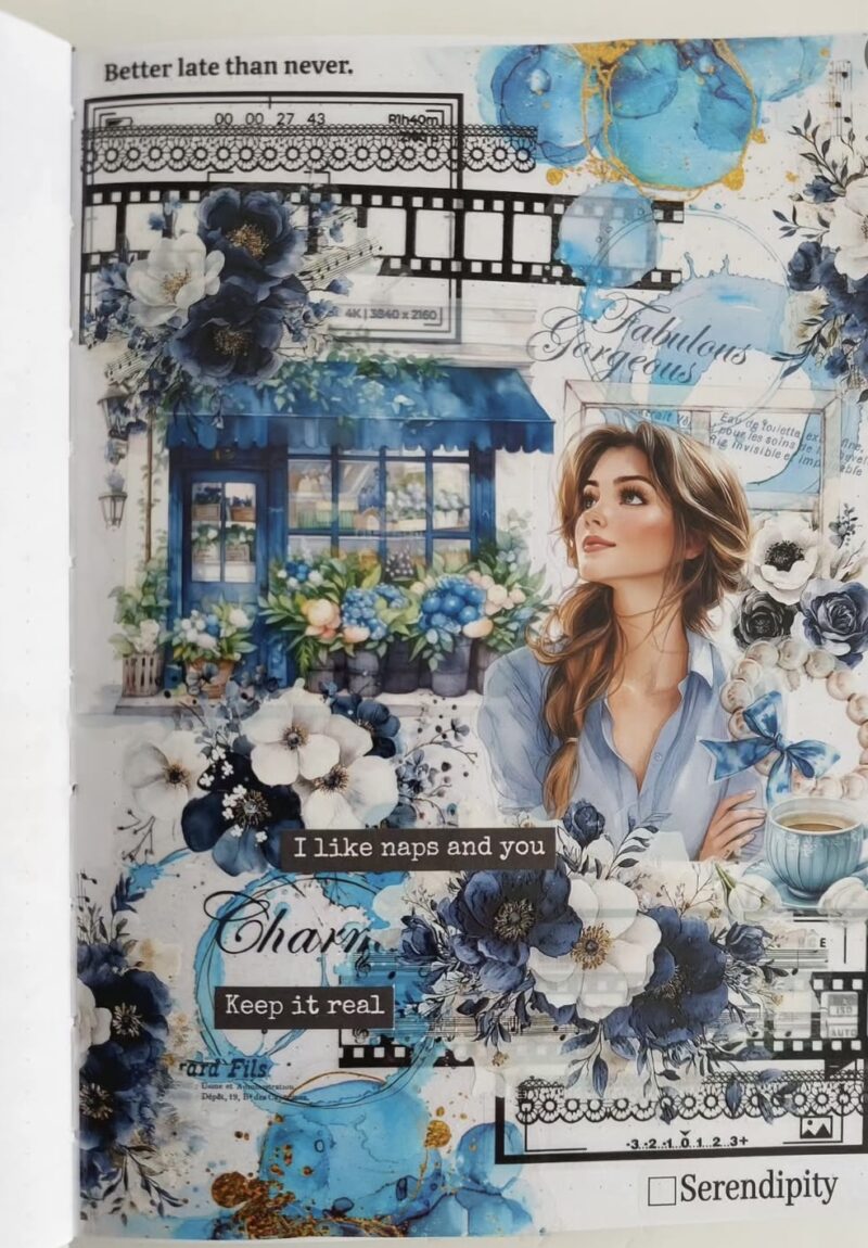 25 Serene Blue Scrapbook Ideas & Junk Journal Pages - The Slowestuff Blog