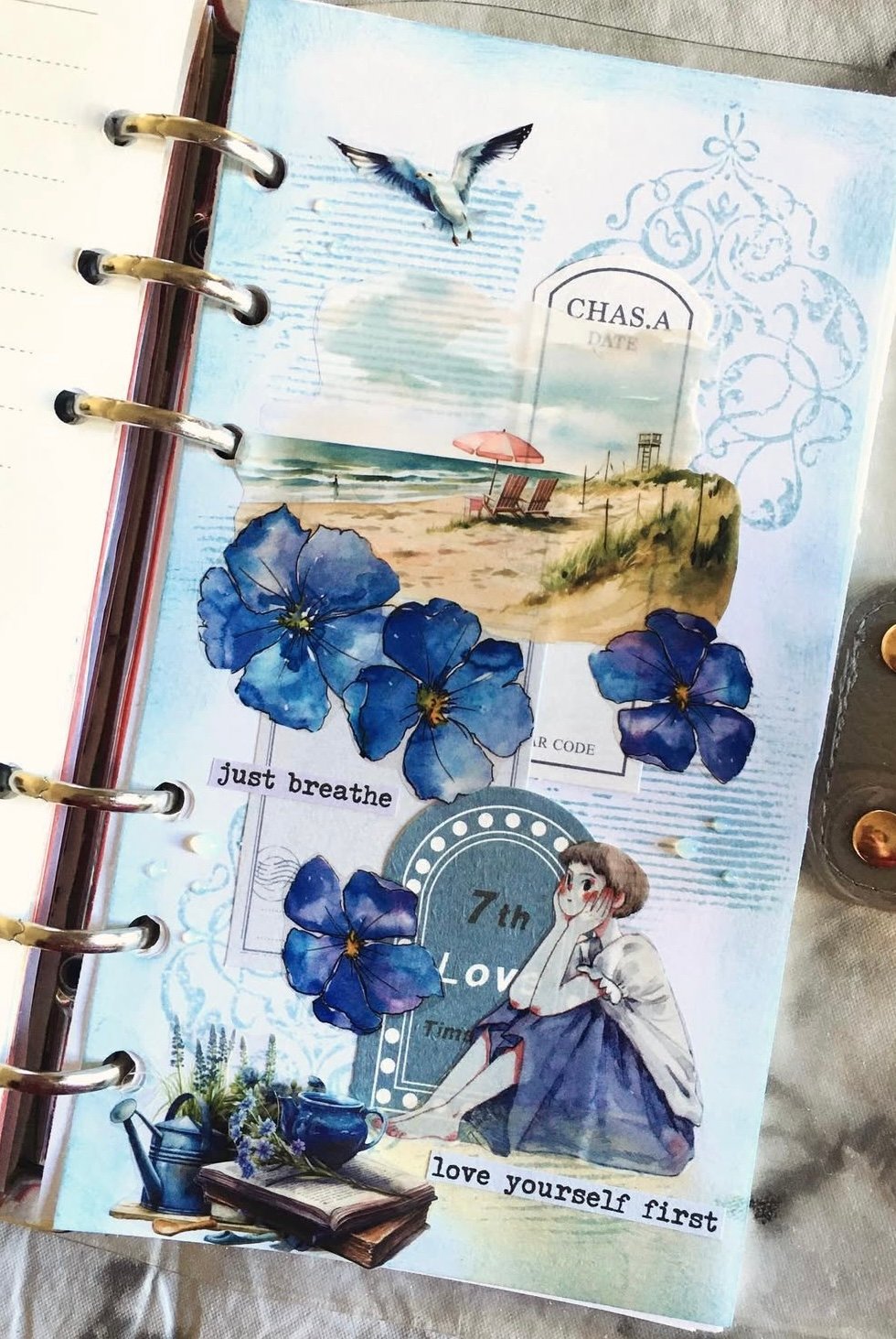 25 Serene Blue Scrapbook Ideas & Junk Journal Pages - The Slowestuff Blog