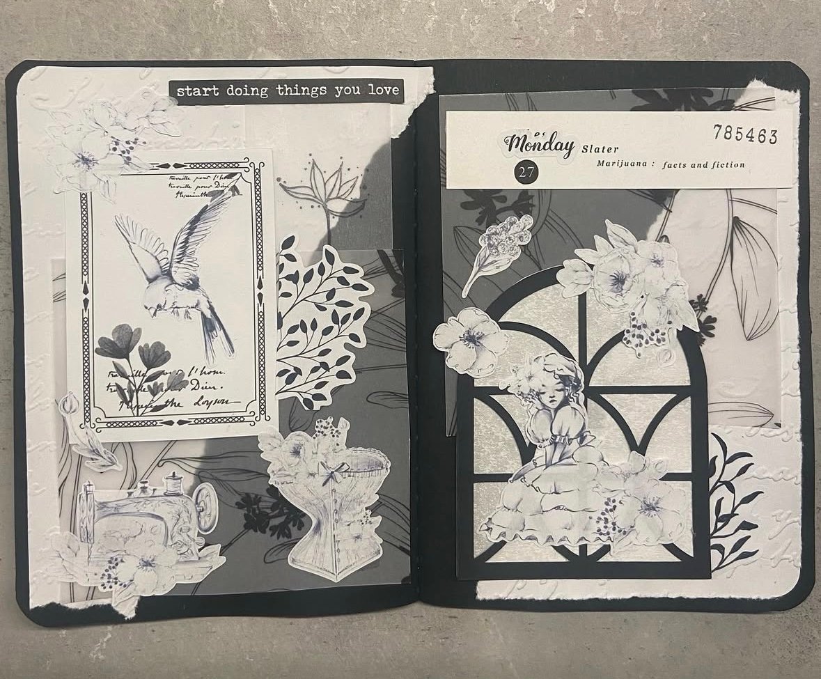 25 Striking Black and White Scrapbook Ideas & Junk Journal Layouts ...