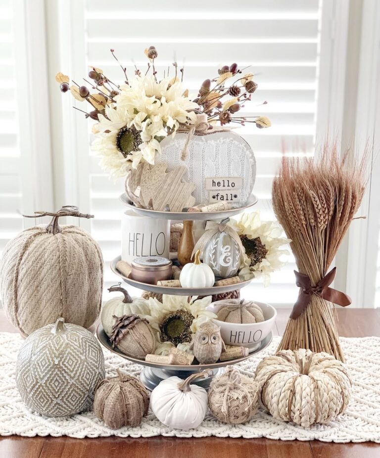 30 Cozy & Charming Fall Tiered Tray Decor Ideas To Inspire - The ...