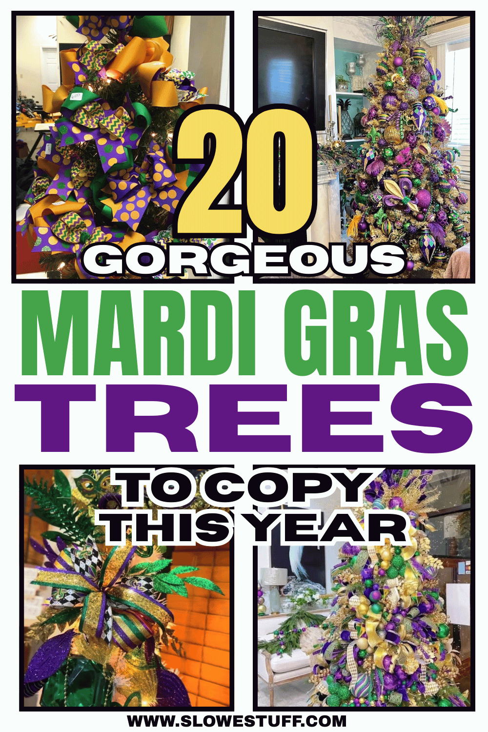 20 Carnival Ready Mardi Gras Tree Decorations To Copy - The Slowestuff Blog